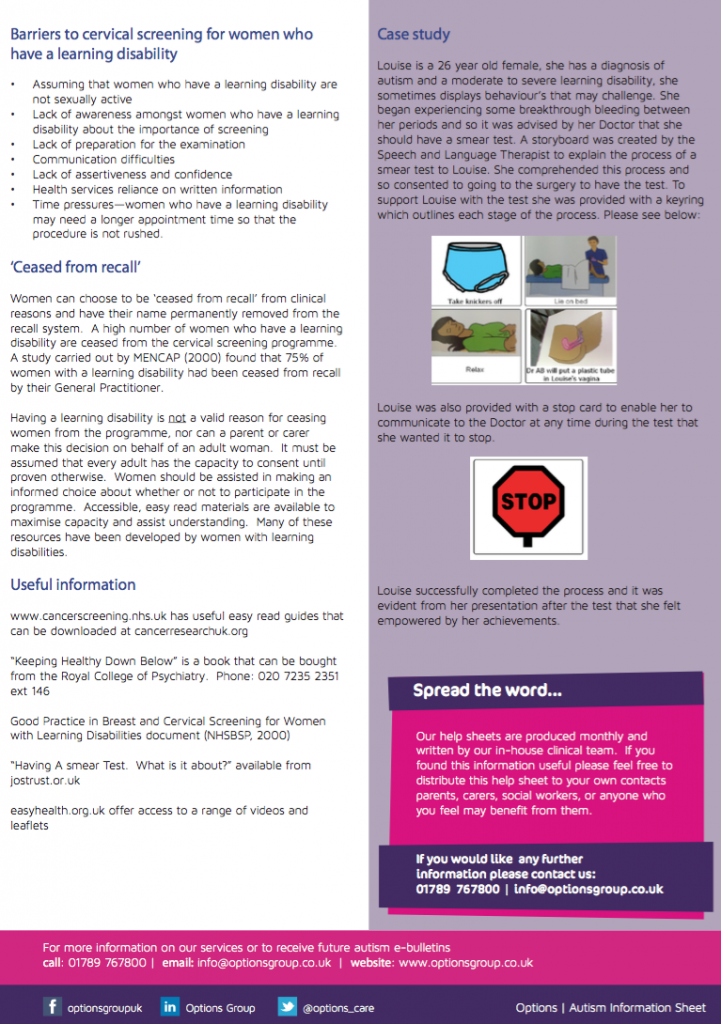 Women's Health Care for people with autism & learning disabilities ...